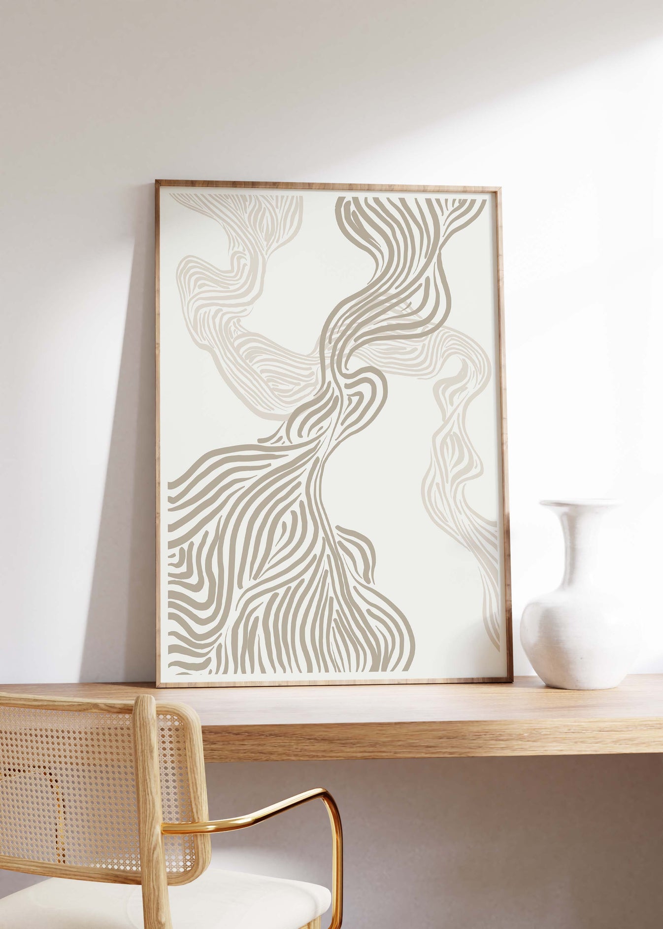 Minimalist Beige Abstract | Line Art | Modern Collection – Studio93